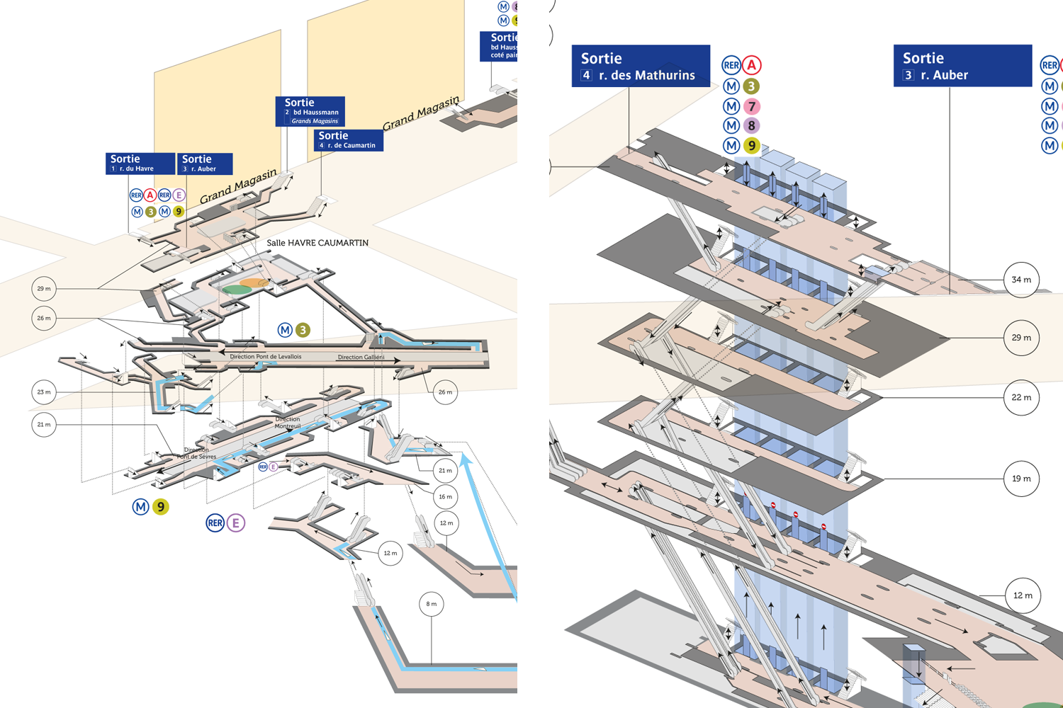 RATP Auber - Plan de la sattion - Zagass Design